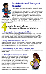 Back-to-School Backpack Ministry, church communication resources to ...