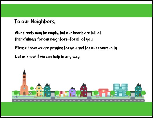 Send postcards to your unchurched neighbors to encourage them ...